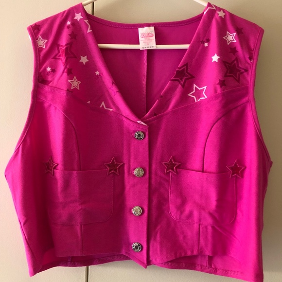 Barbie | Tops | Barbie The Movie Western Barbie Vest Pink Cowgirl Vest ...